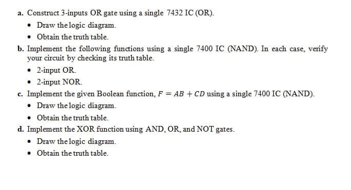 Solved a. Construct 3-inputs OR gate using a single 7432 IC | Chegg.com