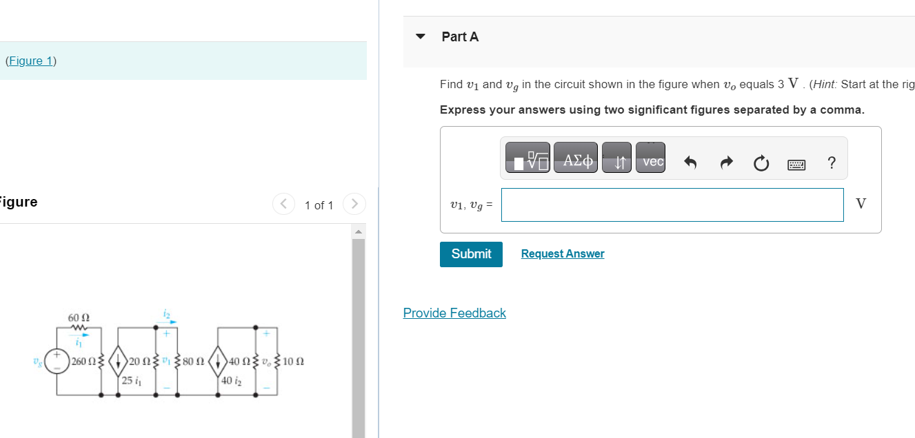 Solved Find v1 and vg in the circuit shown in the figure | Chegg.com