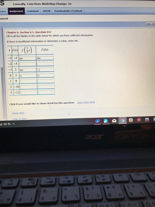 Solved Connally, Functions Modeling change, 5e Gradebook | Chegg.com