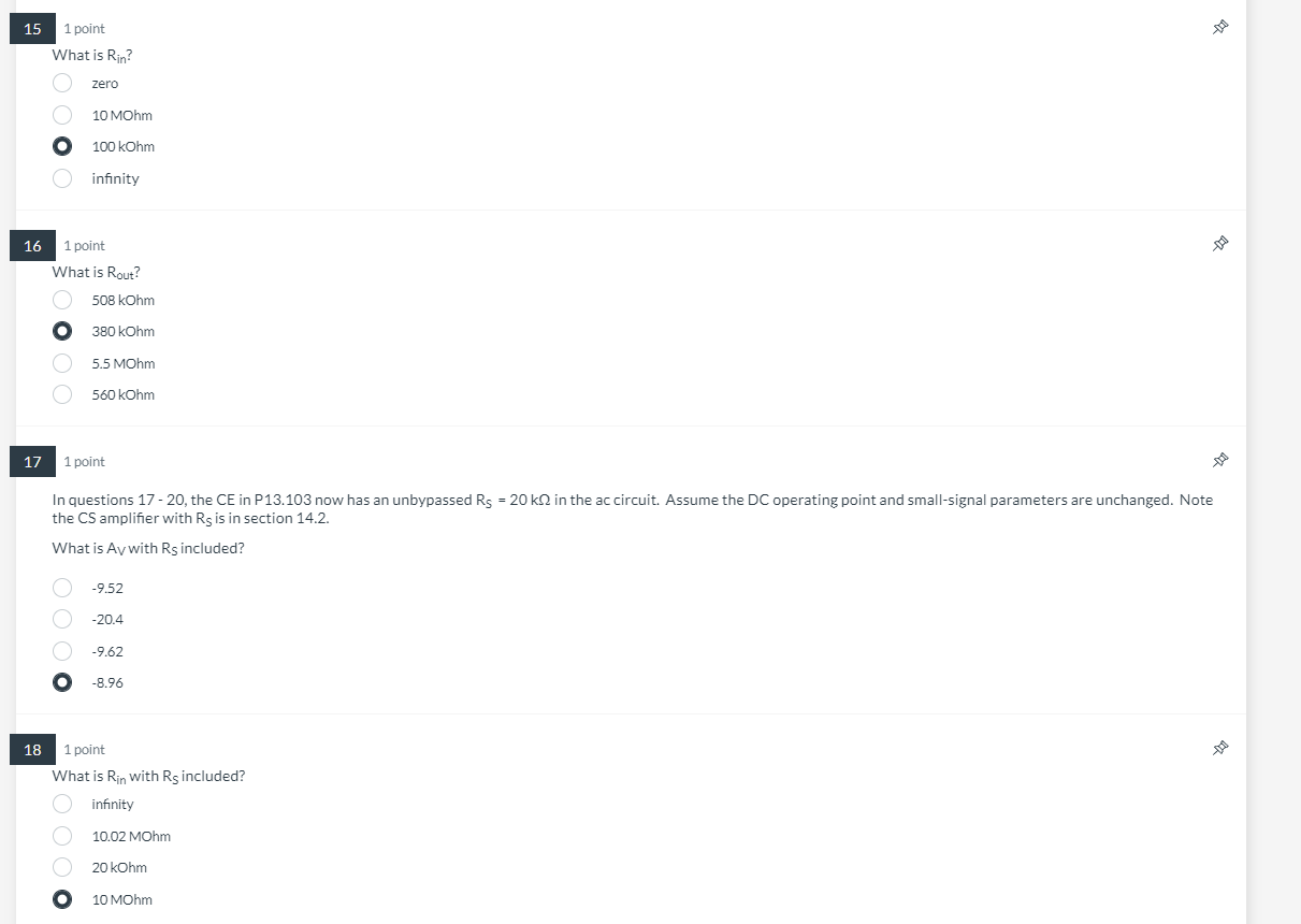 Solved Questions 12−20 refer to the CS amplifier in P13.103 | Chegg.com