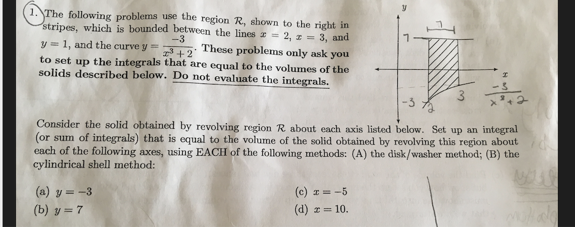 Solved 1. The following problems use the region R, shown to | Chegg.com