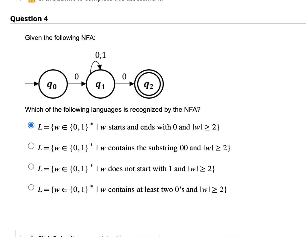 Solved Given the following NFA: Which of the following | Chegg.com