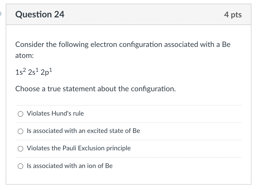 Solved Consider The Following Electron Configuration