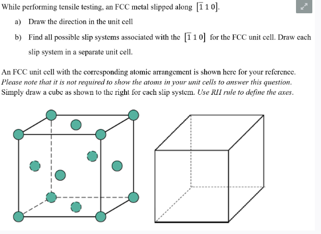Solved While performing tensile testing, an FCC metal | Chegg.com