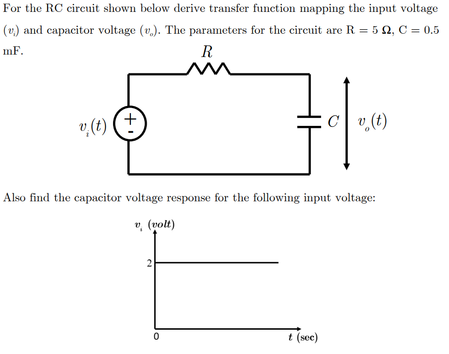 For the RC circuit shown below derive transfer | Chegg.com