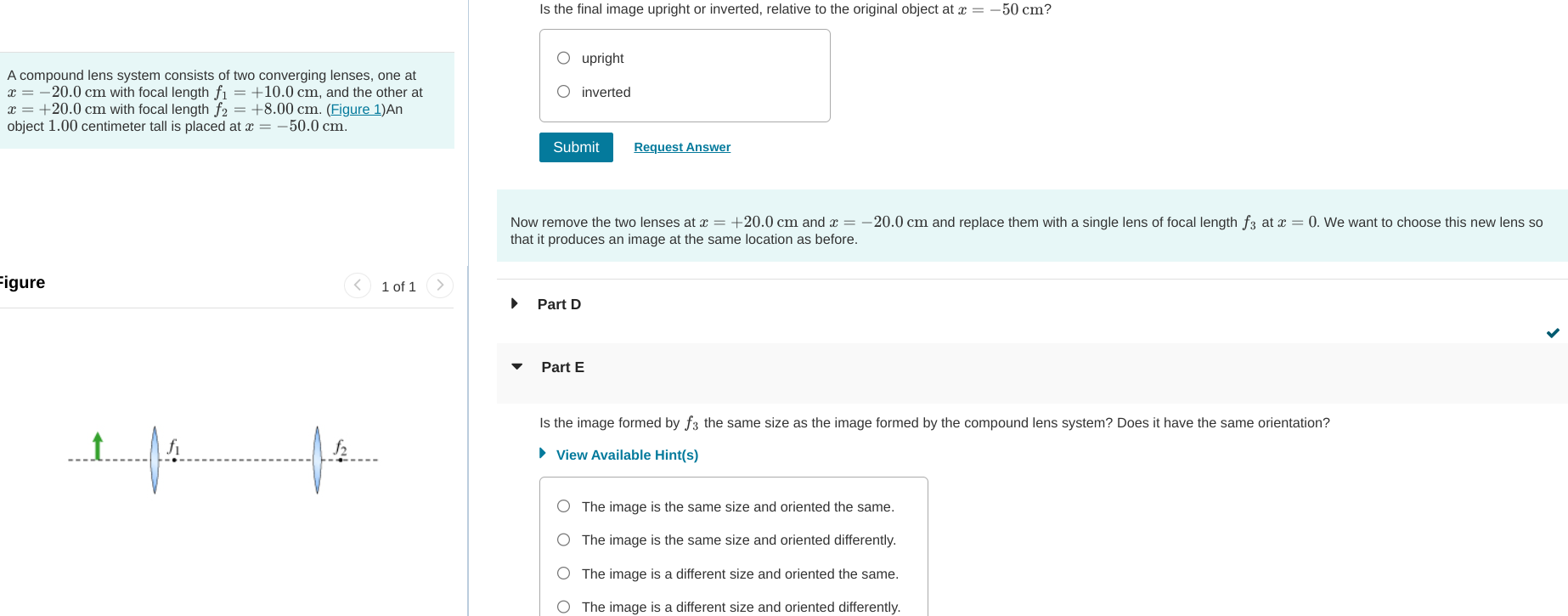 Is the final image upright or inverted, relative to | Chegg.com