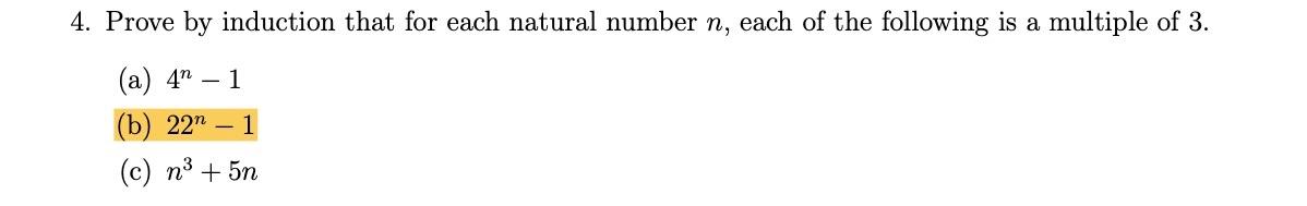 Solved 4. Prove by induction that for each natural number n, | Chegg.com