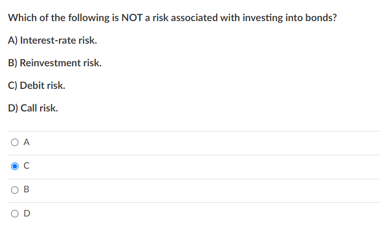Solved Which of the following is NOT a risk associated with | Chegg.com