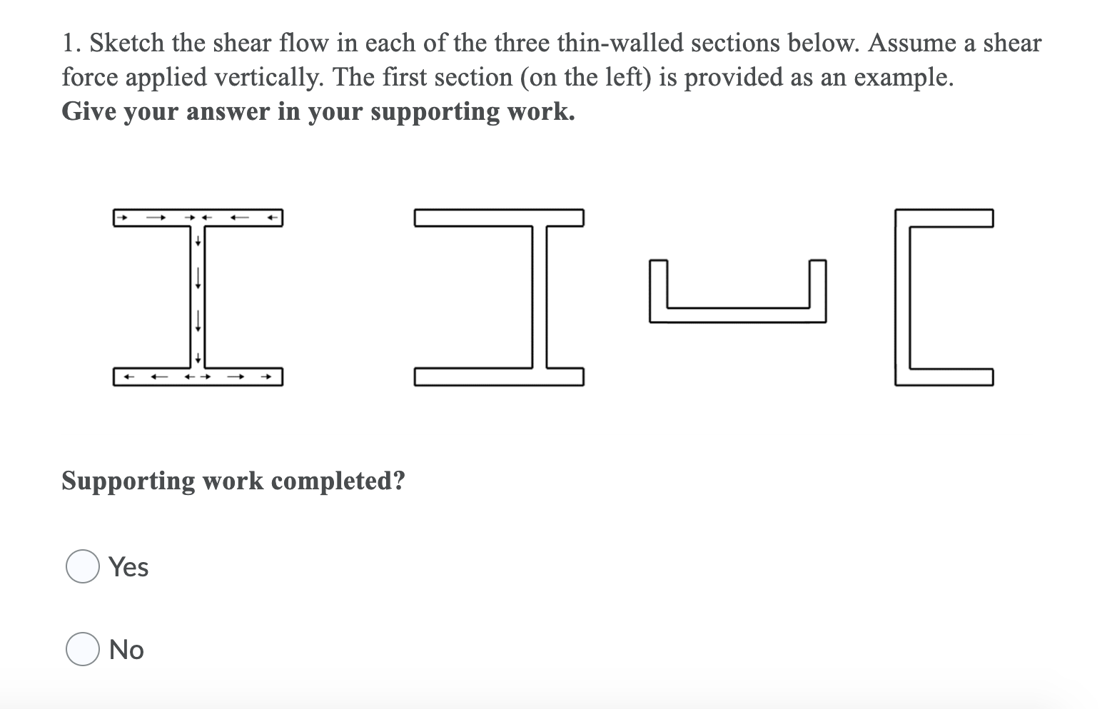 Solved I 1. Sketch the shear flow in each of the three | Chegg.com