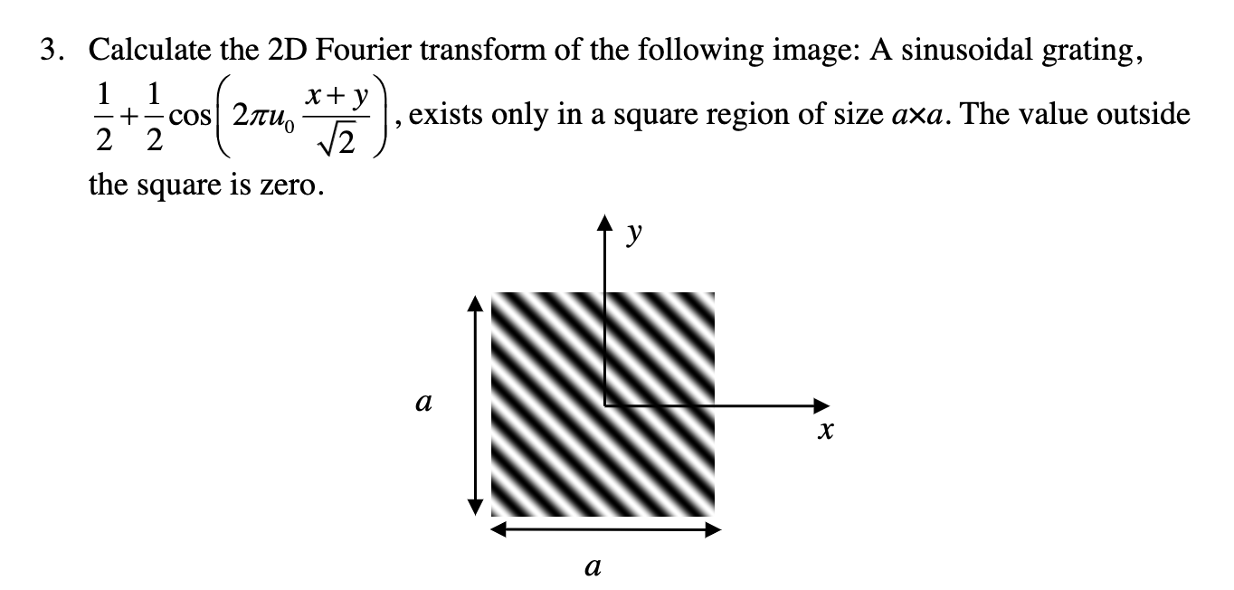 3. Calculate the 2D Fourier transform of the | Chegg.com