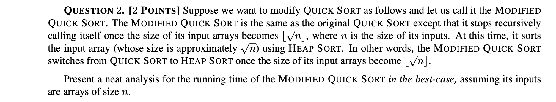 Solved Question 2. [2 Points] Suppose we want to modify | Chegg.com