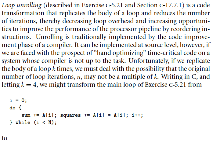 Solved Loop unrolling (described in Exercise C-5.21 and | Chegg.com Solved Loop unrolling (described in Exercise C-5.21 and | Chegg.com