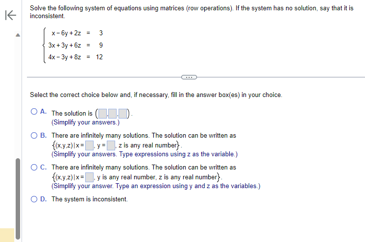 Solved Solve the following system of equations using | Chegg.com