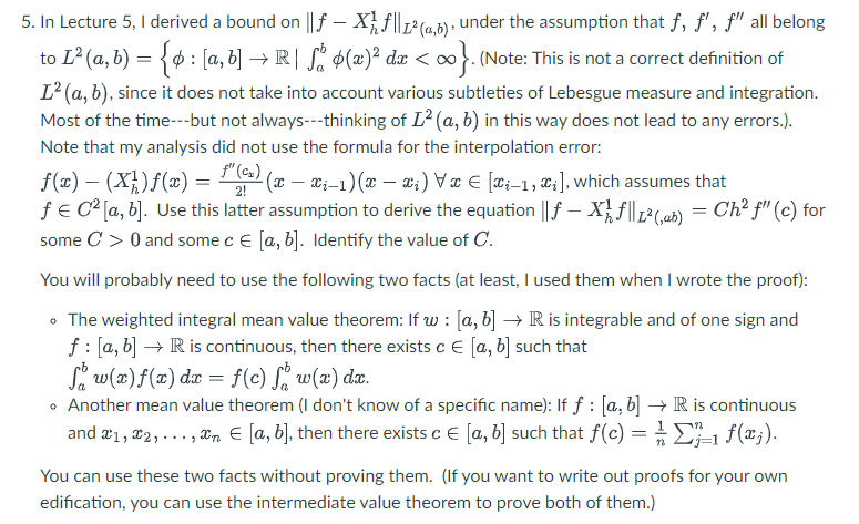 Solved 5. In Lecture 5, I derived a bound on | Chegg.com
