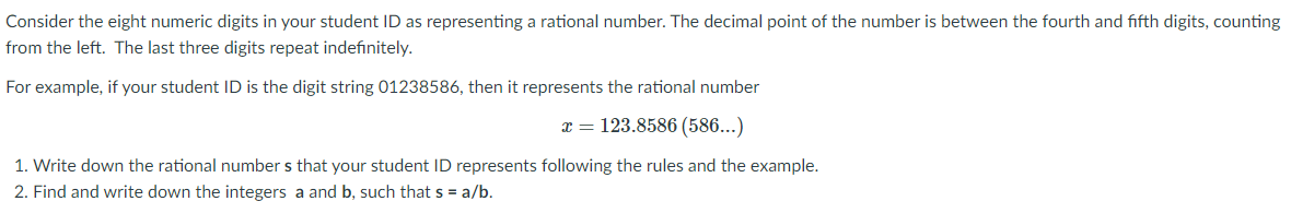 Solved Consider the eight numeric digits in your student ID | Chegg.com