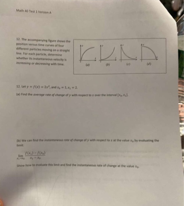 Solved Math 40 Test 1 Version A 12. The accompanying figure | Chegg.com