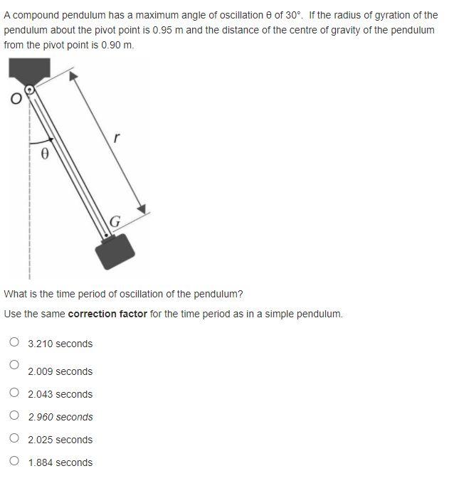 Solved A compound pendulum has a maximum angle of | Chegg.com