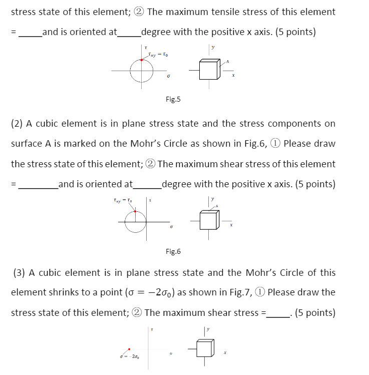 Solved 3. (1) A cubic element is in plane stress state and | Chegg.com