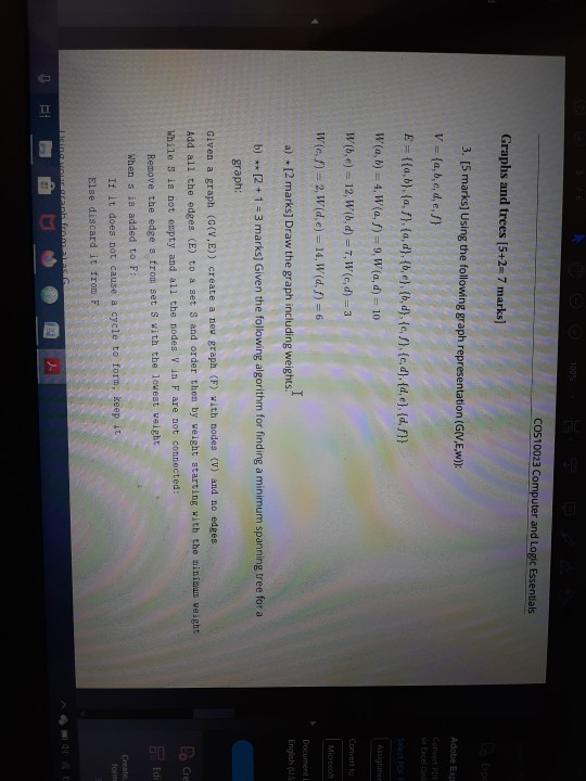 Solved COS10023 Computer and Logic Essentials Graphs and | Chegg.com