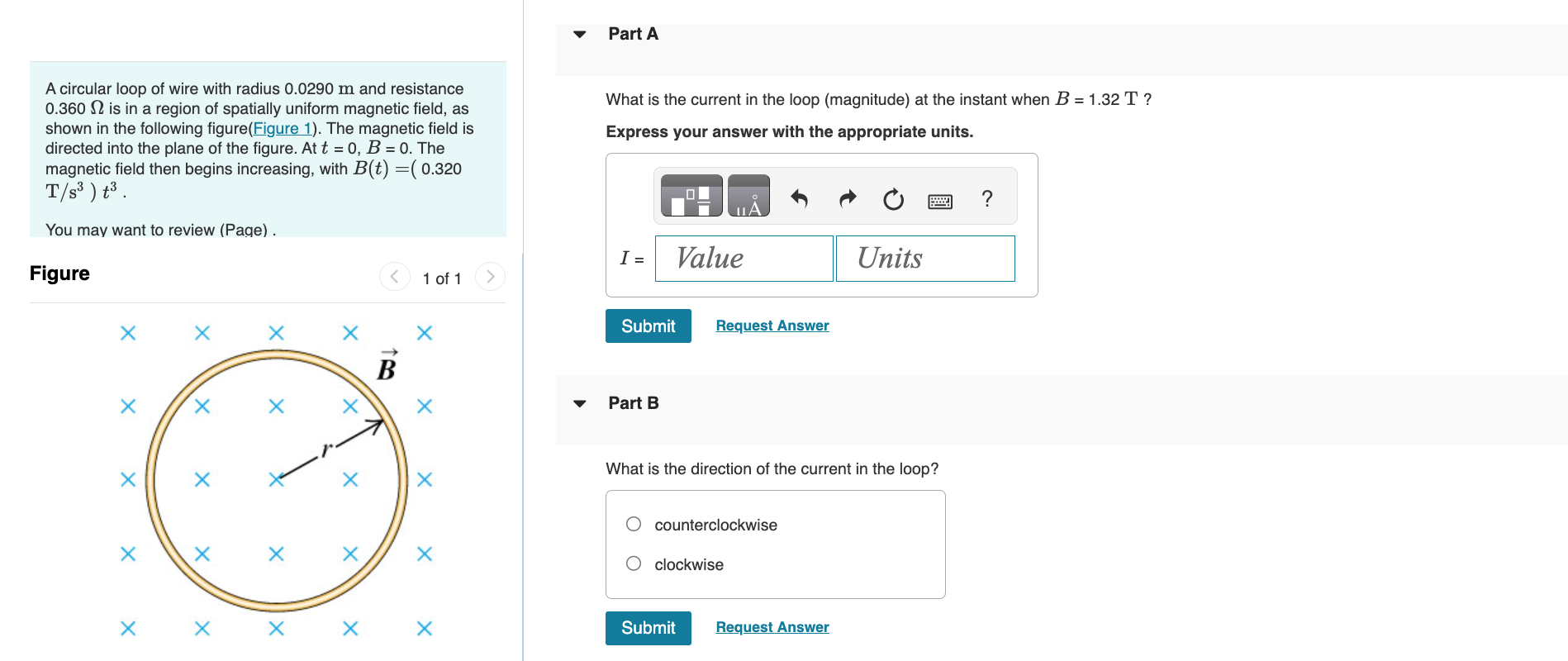Solved A circular loop of wire with radius 0.0290 m and | Chegg.com