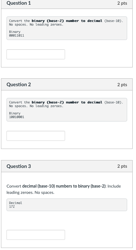 Solved Convert The Binary Base 2 Number To Decinal 6285