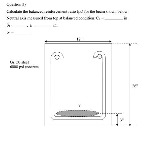 Solved Question 3) Calculate the balanced reinforcement | Chegg.com