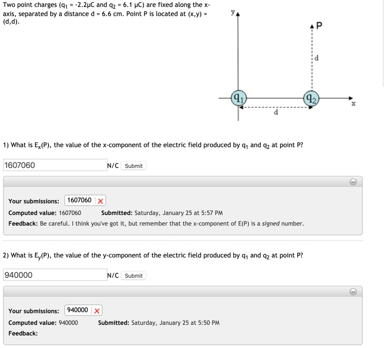 Solved Two point charges (91 = -2.24C and 42 = 6.1 UC) are | Chegg.com