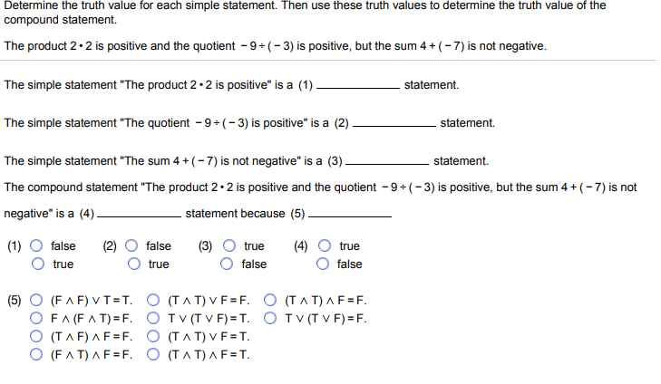 Solved Determine the truth value for each simple statement. | Chegg.com