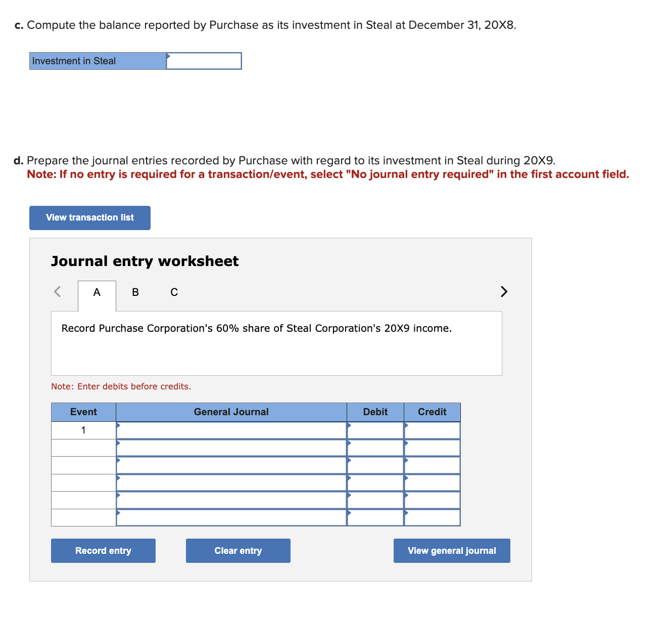 Solved Consolidation Worksheet Entries Record the excess | Chegg.com