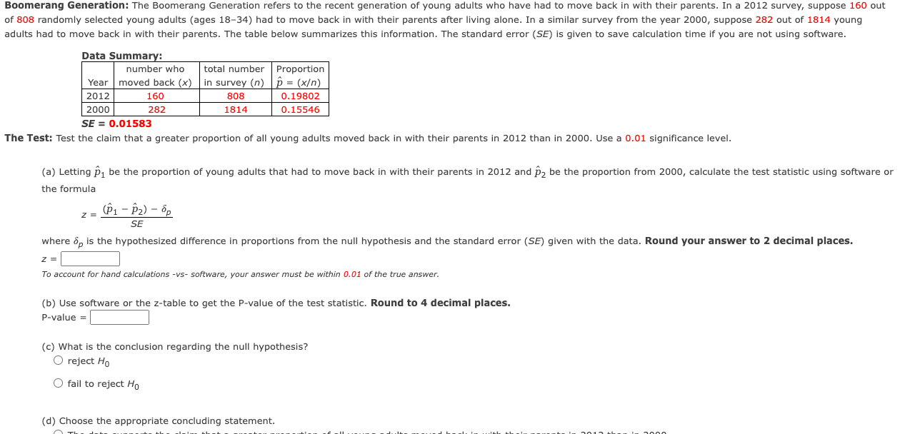 Solved he Test: Test the claim that a greater proportion of | Chegg.com