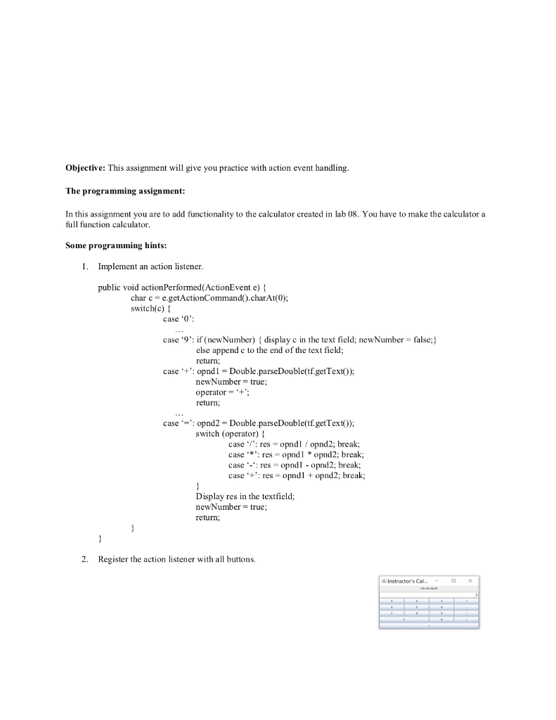 Can Some Help me Finish my calculator java code | Chegg.com