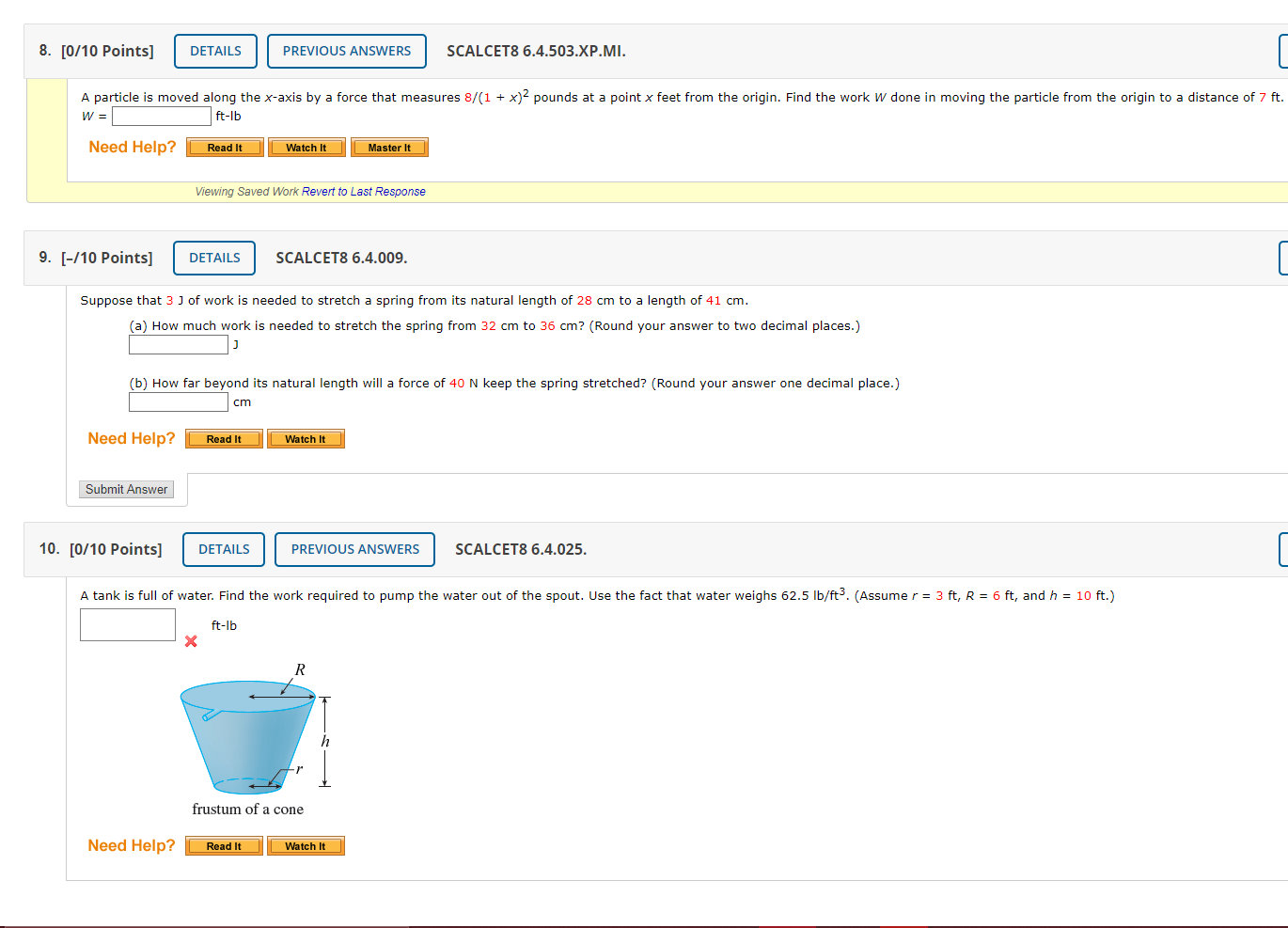 Solved 8. [0/10 Points] DETAILS PREVIOUS ANSWERS SCALCET8 | Chegg.com