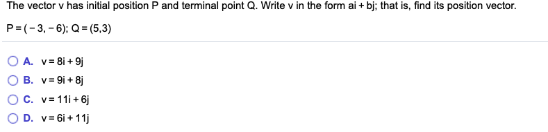 Solved The vector v has initial position P and terminal | Chegg.com
