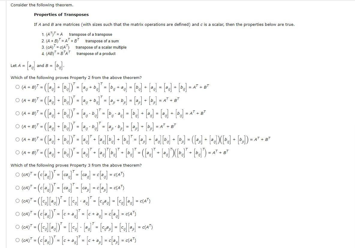 Solved Consider the following theorem. Properties of | Chegg.com