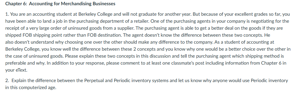 Solved Chapter 6: Accounting for Merchandising Businesses 1. | Chegg.com