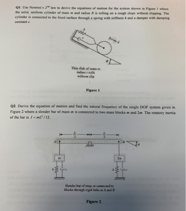 Solved 01. Use Newton's 2hd law to derive the equations of | Chegg.com