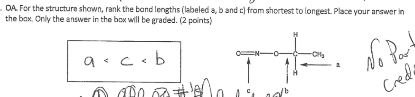 Solved OA. For the structure shown, rank the bond lengths | Chegg.com
