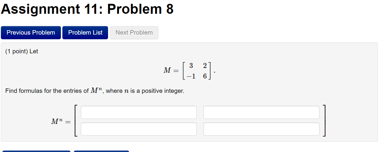 Solved Assignment 11: Problem 8 Previous Problem Problem | Chegg.com