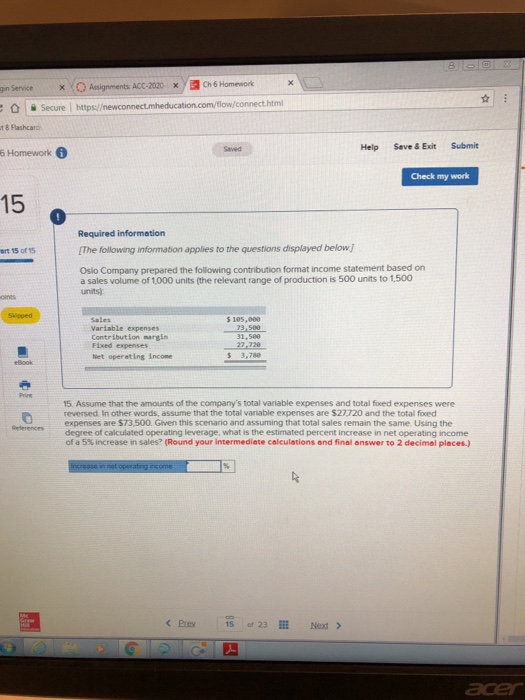 Solved ACC-2020 × Ch 6 Homework Service x (O ǜ濔Secure l | Chegg.com