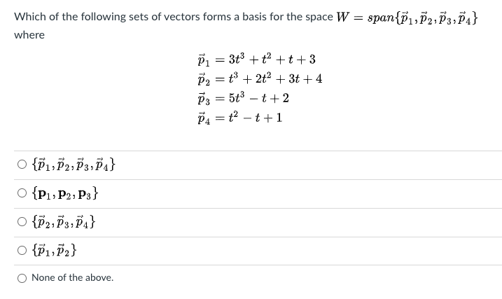 Solved Which of the following sets of vectors forms a basis | Chegg.com