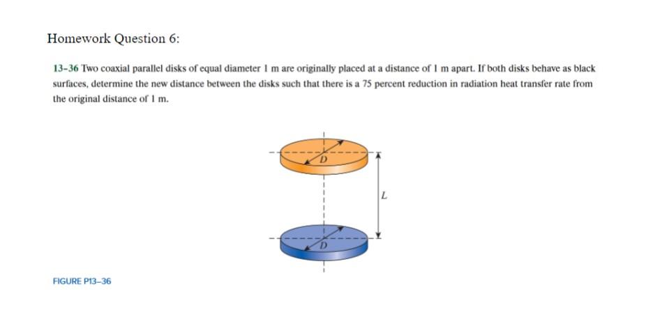 Solved 13-36 Two coaxial parallel disks of equal diameter 1 | Chegg.com