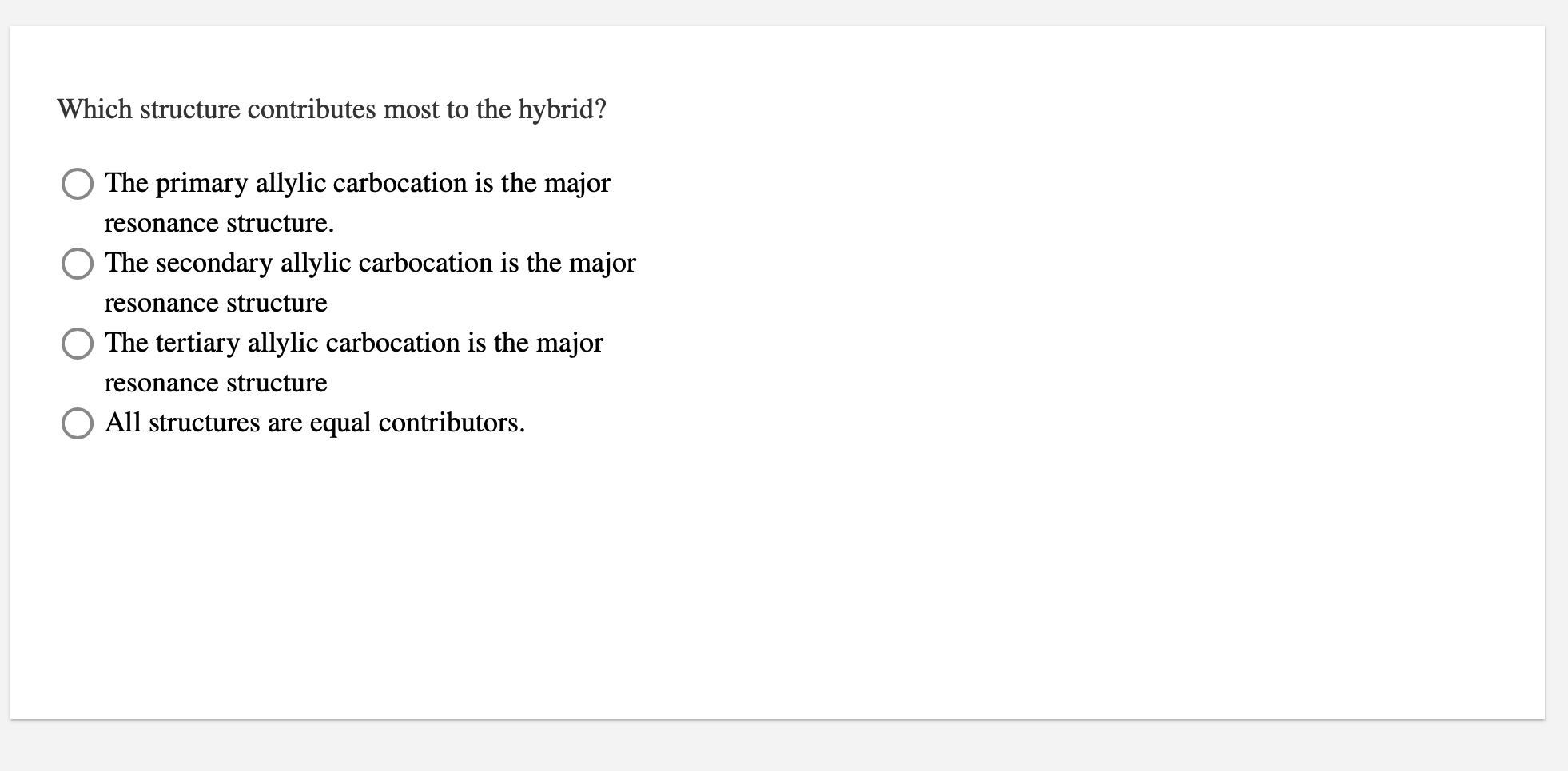 Solved Three resonance structures are possible for the | Chegg.com