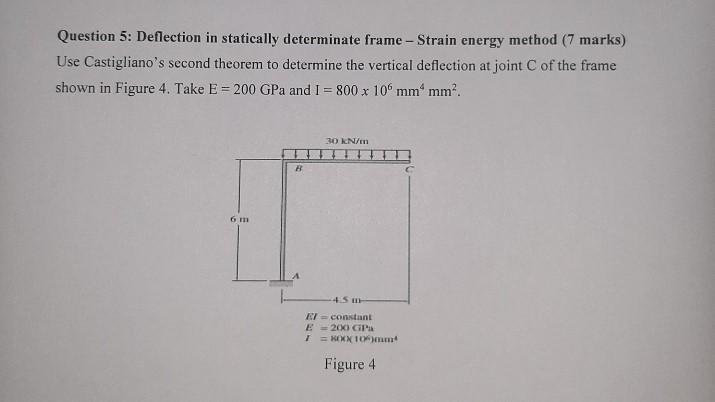 Solved Question 5: Deflection in statically determinate | Chegg.com