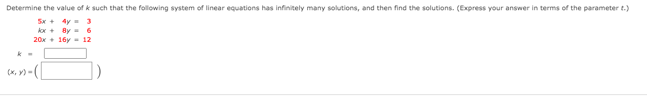 Solved Determine the value of k such that the following | Chegg.com