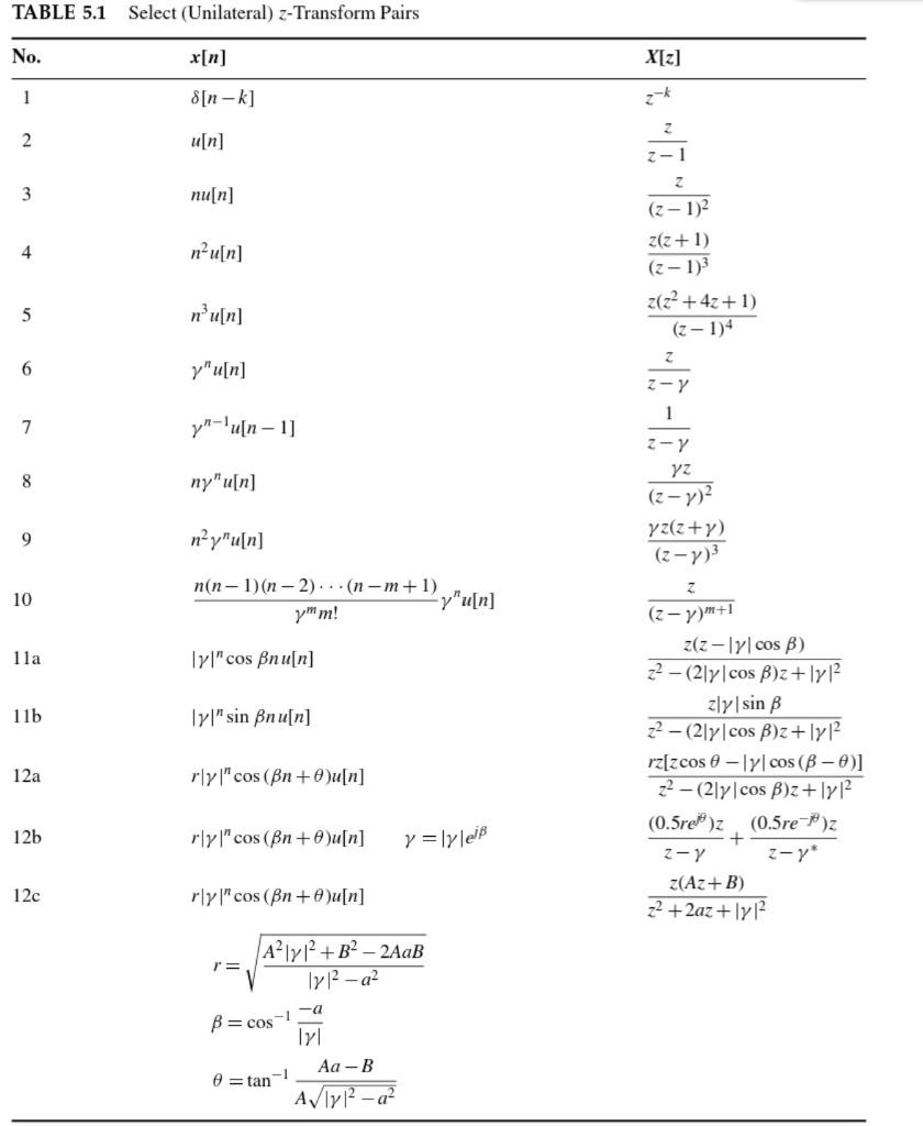 Solved 5.1.4 Using only the z-transforms of Table 5.1, | Chegg.com