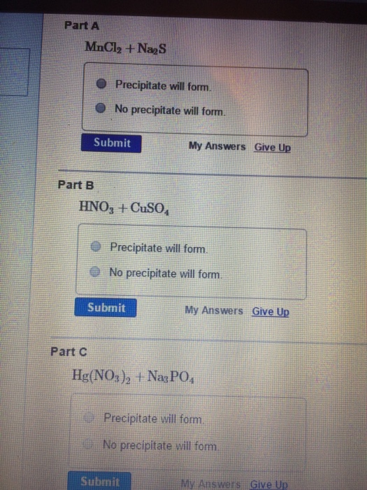 Solved Problem 7.47 Predict whether a precipitation reaction | Chegg.com