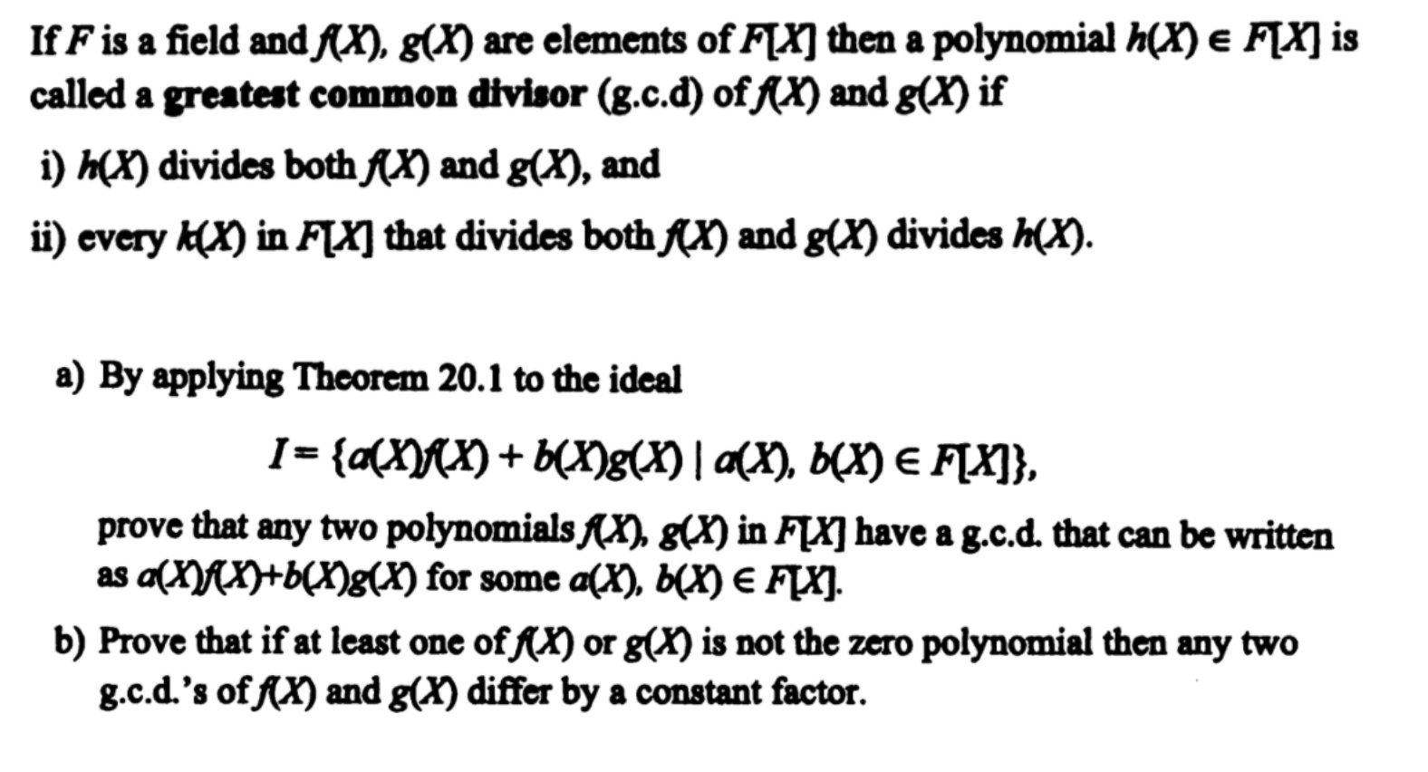 Solved If F ﻿is a field and f(x),g(x) ﻿are elements of F[x] | Chegg.com