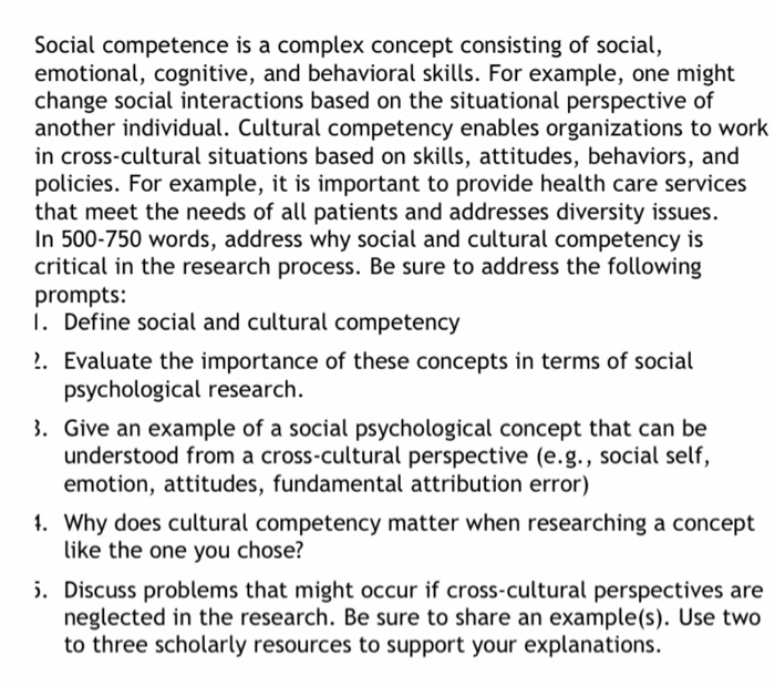 Solved Social competence is a complex concept consisting of | Chegg.com