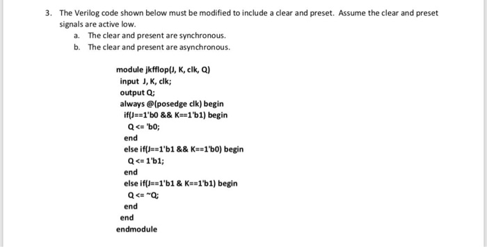 Solved The Verilog code shown below must be modified to | Chegg.com