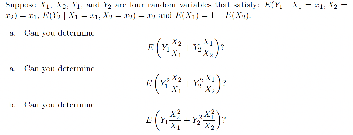 Solved Suppose X1,X2,Y1, and Y2 are four random variables | Chegg.com